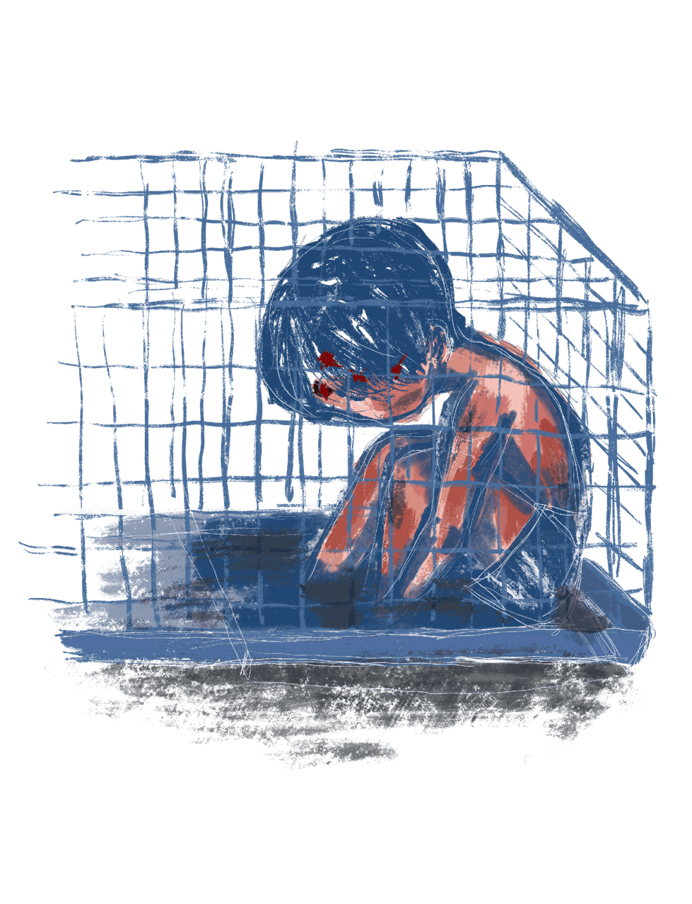 He was let out only to be fed, and sustained injuries from the metal at ...