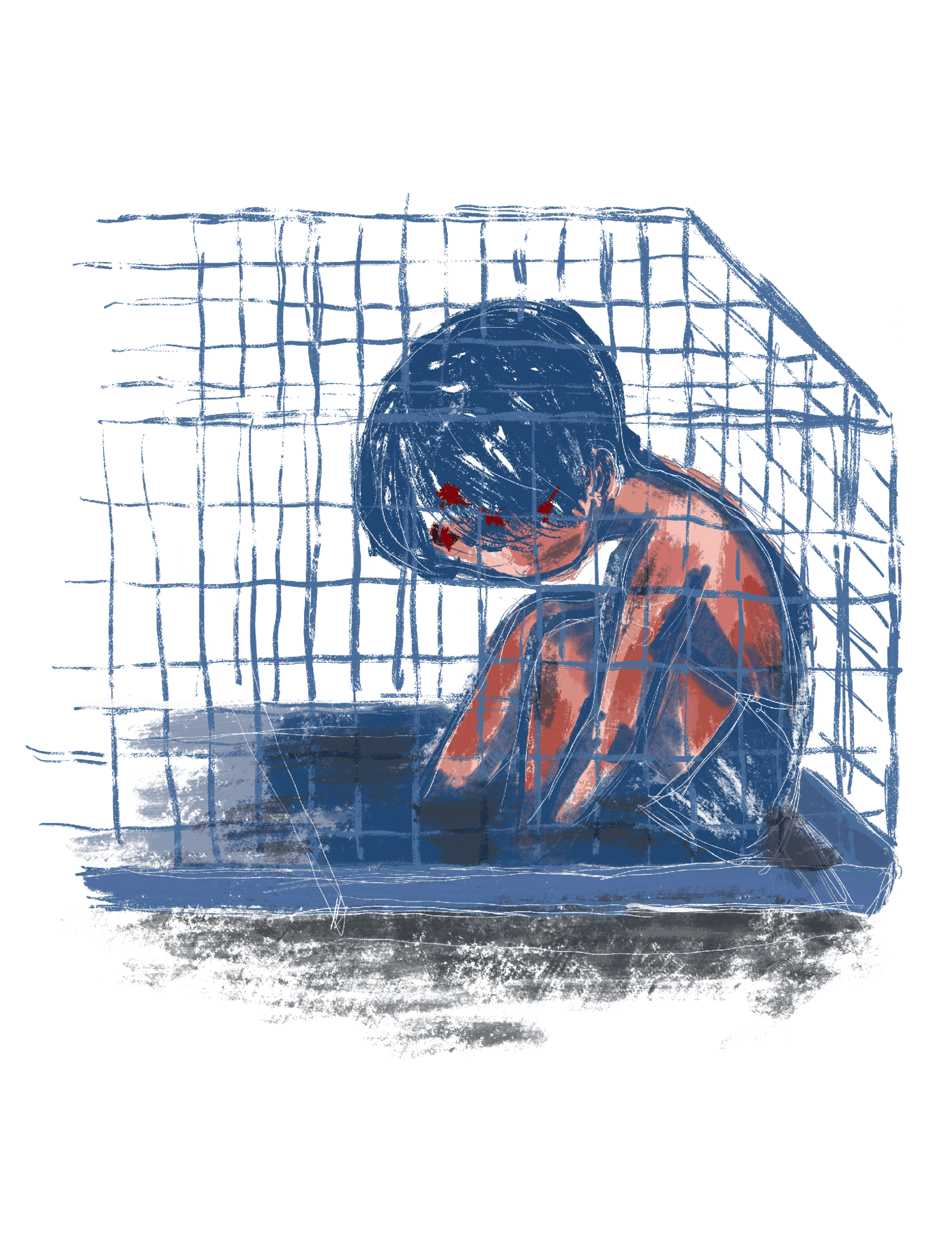 He was let out only to be fed, and sustained injuries from the metal at ...